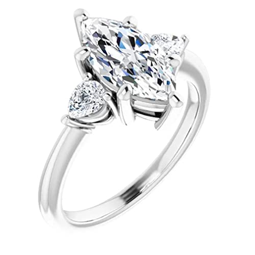 JEWELERYIUM 3 CT Marquise Colorless Moissanite Engagement Ring, Wedding Bridal Ring Set, Eternity Sterling Silver Solid Diamond Solitaire 6-Prong Anniversary Promise Ring for Her (7)