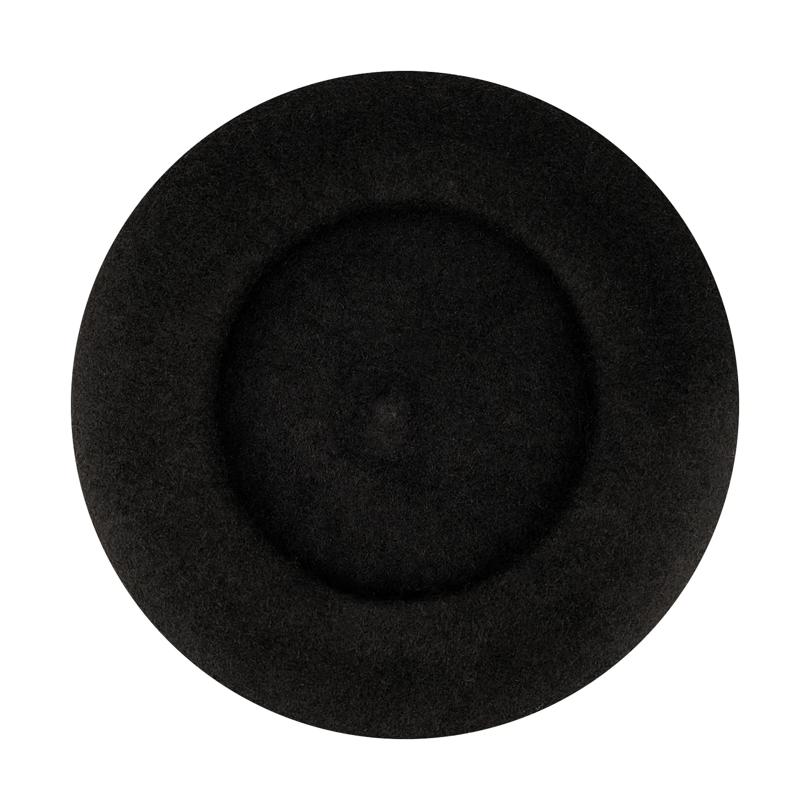 Gllutt Beret Hat Artist French Style Warm Thick 90% Wool Solid Color for Women (Black)