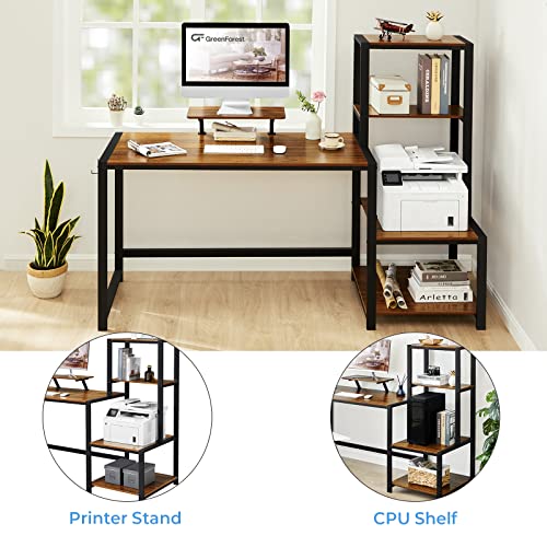 GreenForest Reversible Computer Desk 68.8 inch with Storage Printer Shelf and File Cabinet 2 Drawers Wooden Vertical Filing Cabinet with Lock