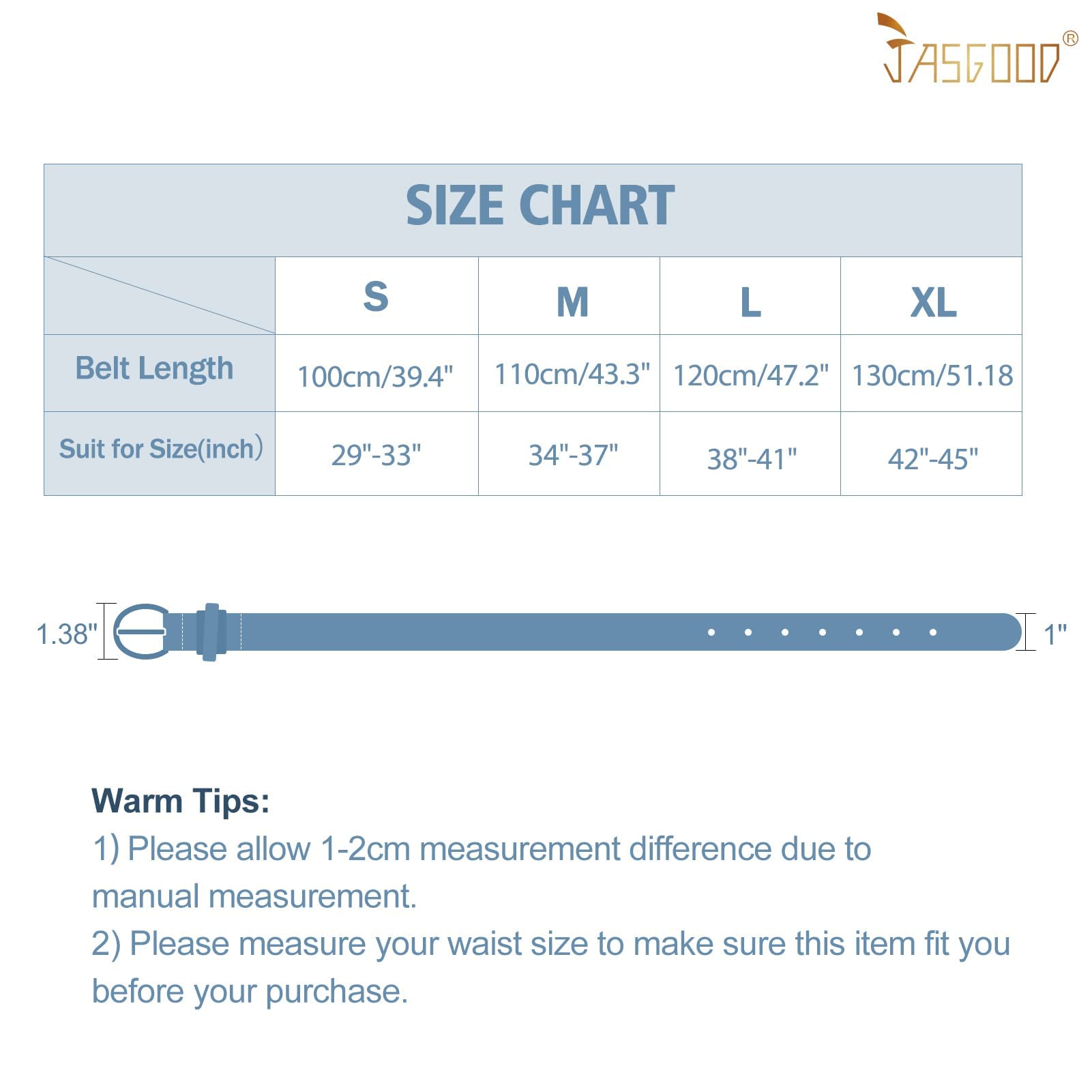 JASGOOD 2 Pack Women Leather Belt for Jeans Pants,Fashion PU leather Belt with Silver Buckle