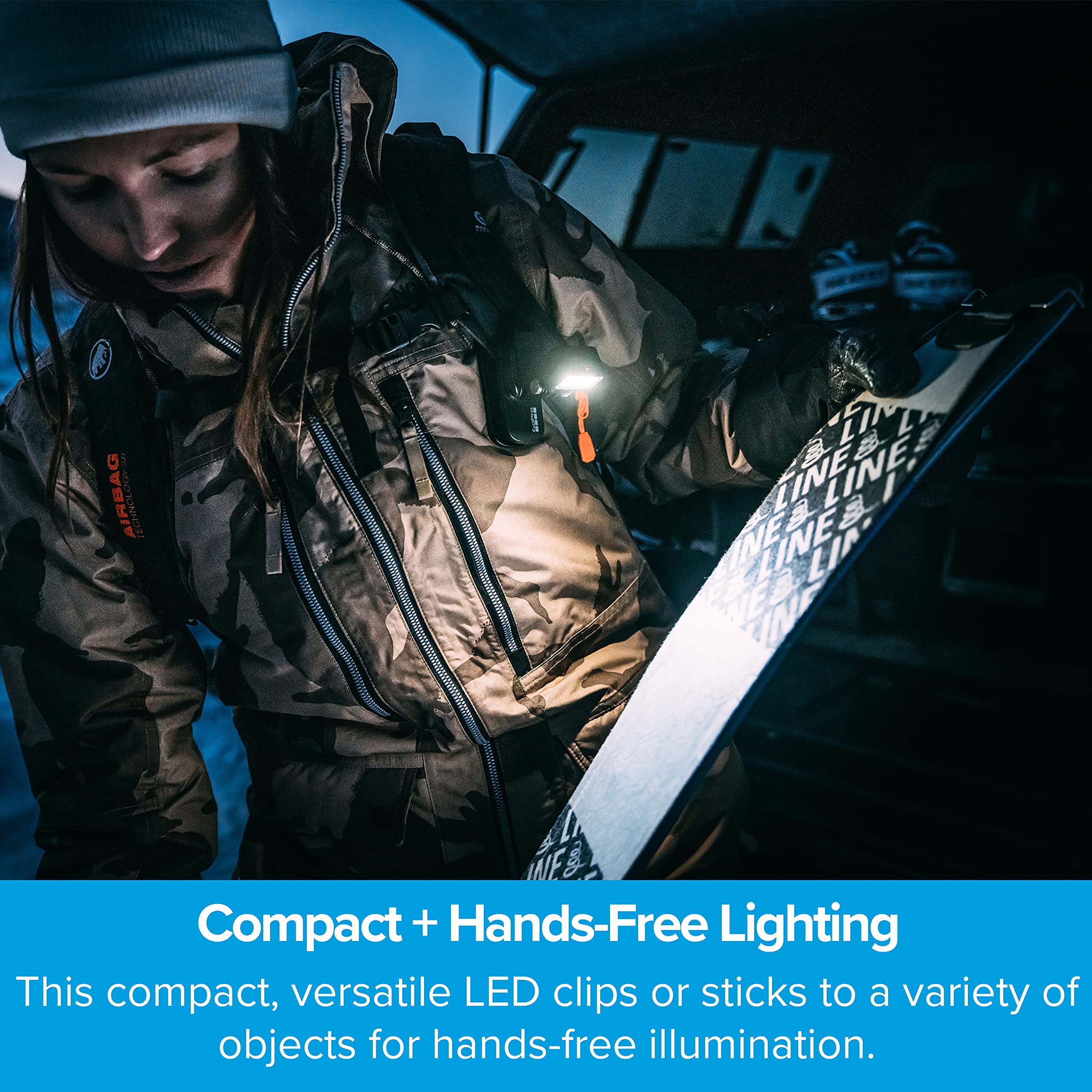GoPro Zeus Mini Rechargeable LED Light Magnetic 360 Degree Swivel Clip Light with Brightness between 20 β 200 Lumens - Official GoPro Accessory (ALTSK-002)