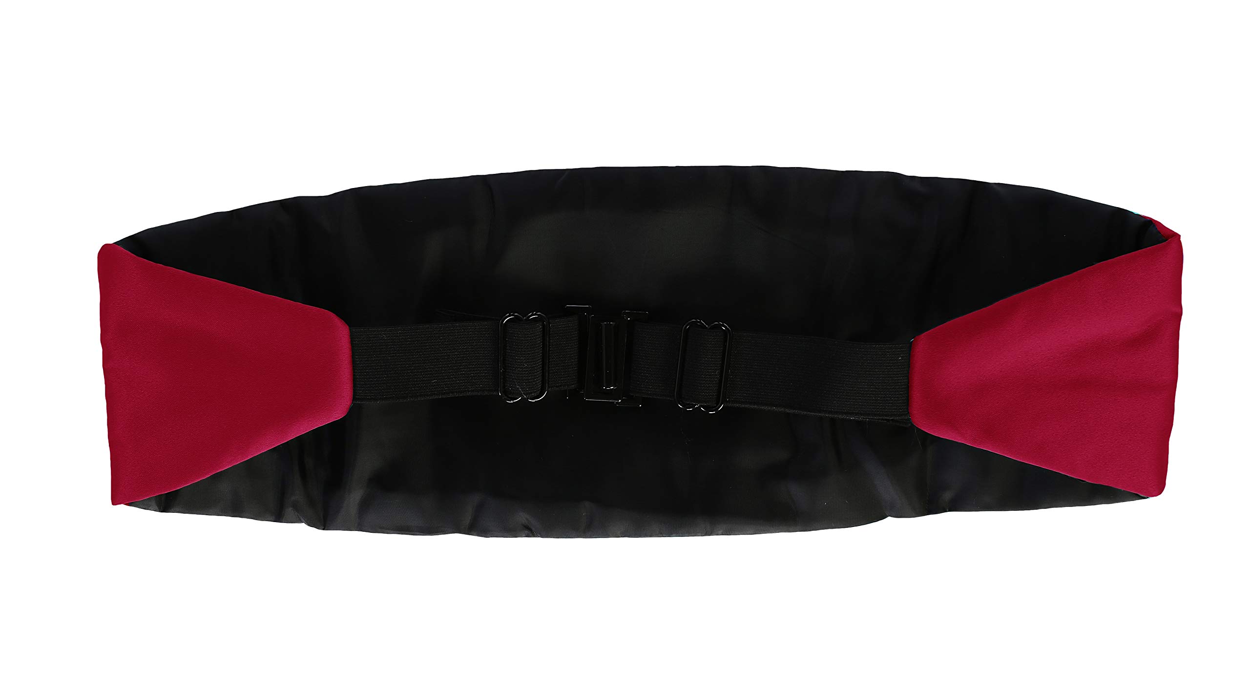 Gioberti Men's Adjustable Satin Cummerbund Set With Formal Bow Tie and Pocket Square, Red