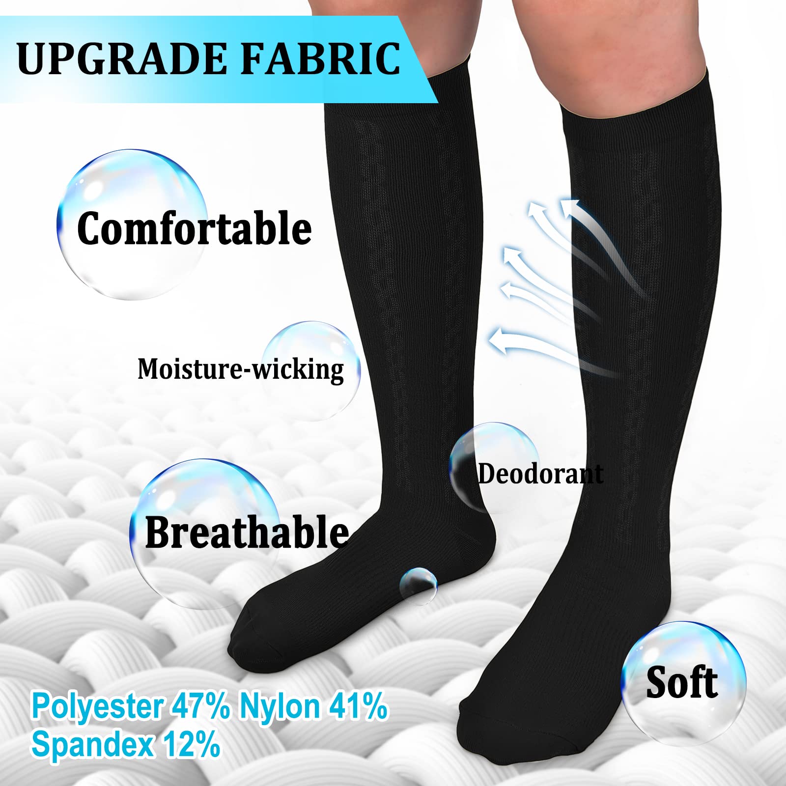 Hi Clasmix 6 Pairs Graduated Compression Socks for Women&Men 20-30mmhg Knee High Sock(Multicoloured1A, S/M)