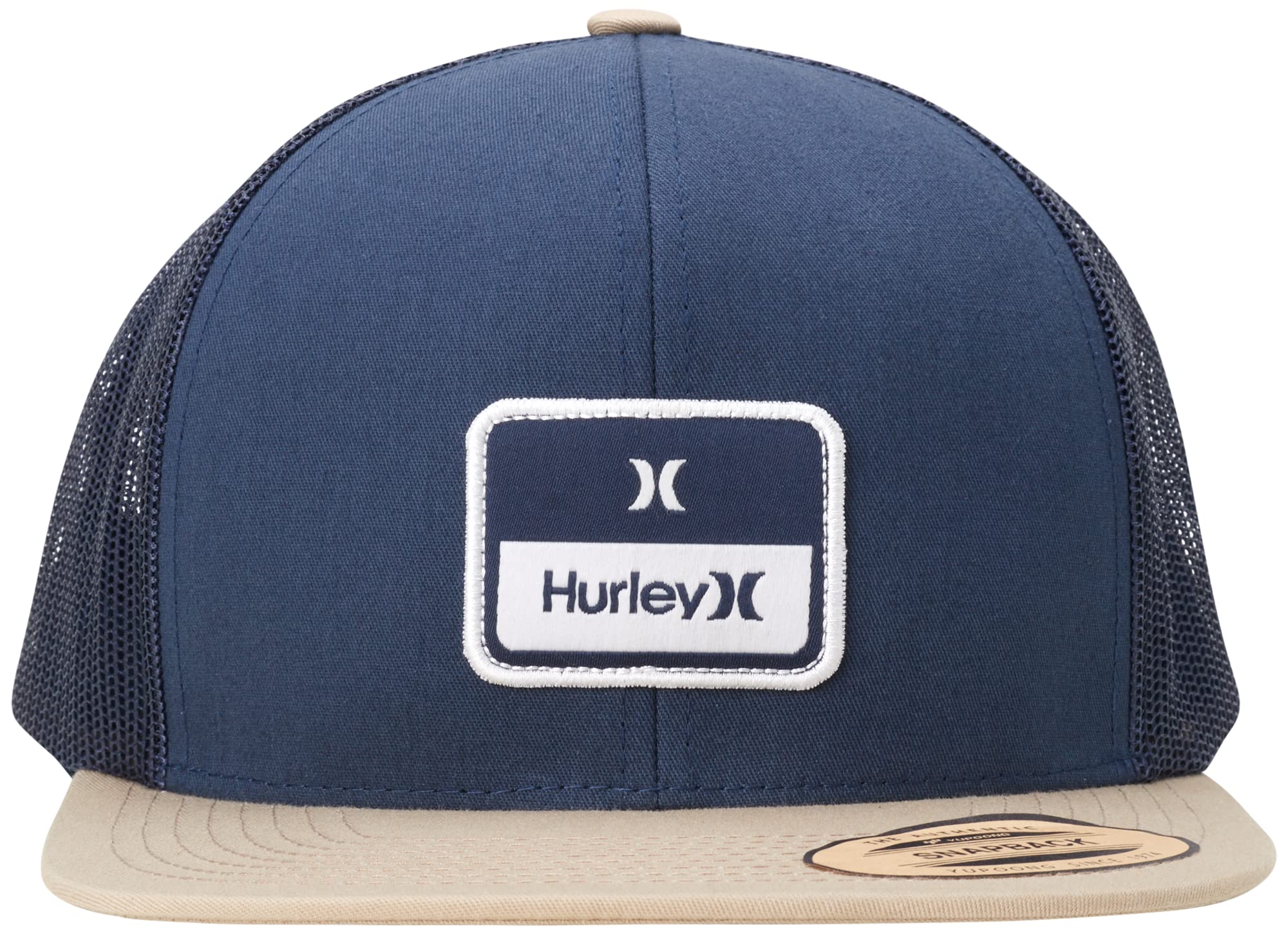 Hurley Men's Hat - Stacked Flat Brim Trucker Cap, Size One Size, Navy