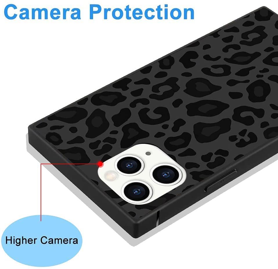 ZHUXUXITT Designer Luxury iPhone 14 Pro Max Case for Women,Square Checkered Style,Hard PC+Soft Silicone case is Shock-Proof and Skid-Proof for Protective Case-Black Gray Leopard Print, (6.7 inch)