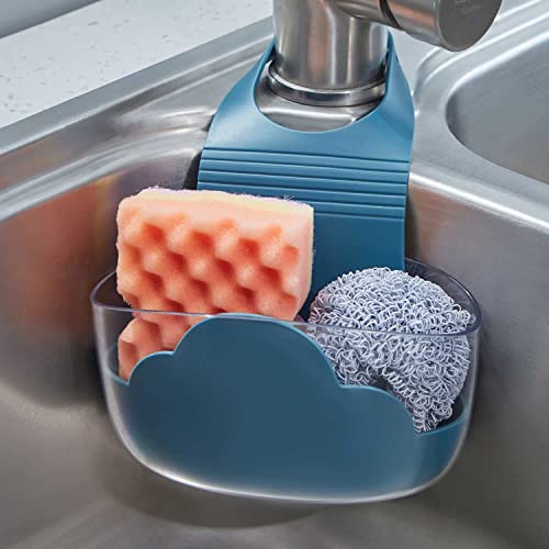 Sink Caddy Sponge Holder Sink Sponge Organizer, Cloud Hanging Kitchen Adjustable Strap Faucet Caddy (2 Pack, Blue)
