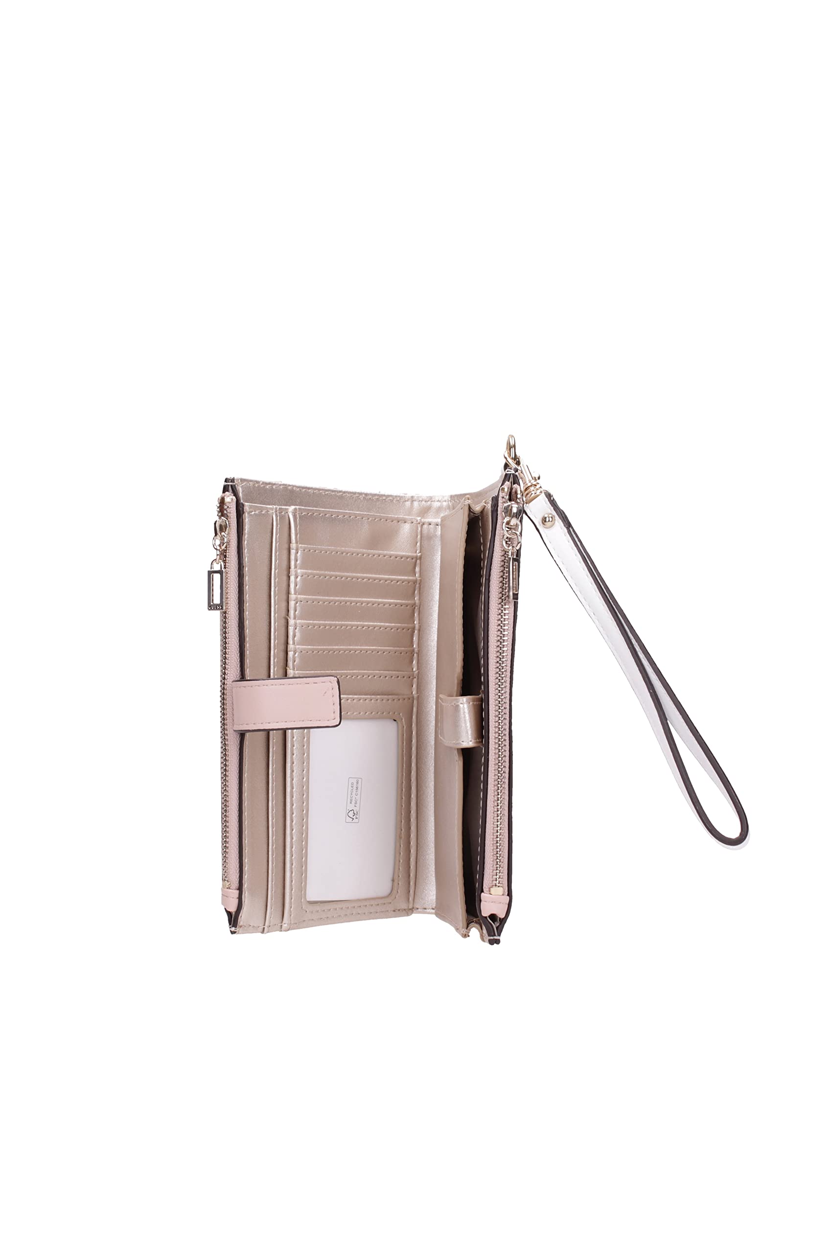 GUESS womens Kasinta Double Zip Organizer Wallet, White Multi, one size US