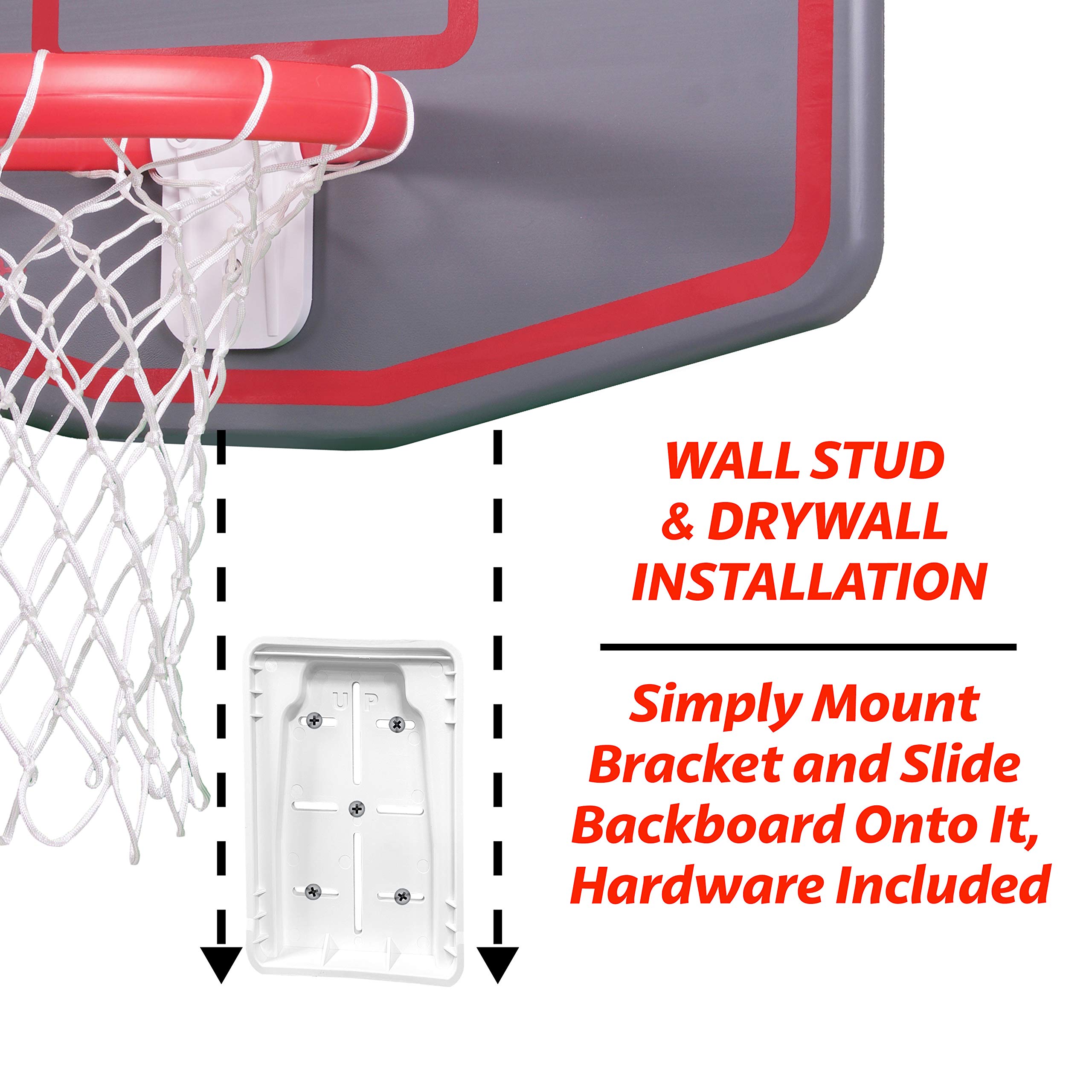 GoSports Wall Mounted Basketball Hoop - Indoor & Outdoor Hoop with Mounting Hardware, Includes 2 Basketballs and Ball Pump