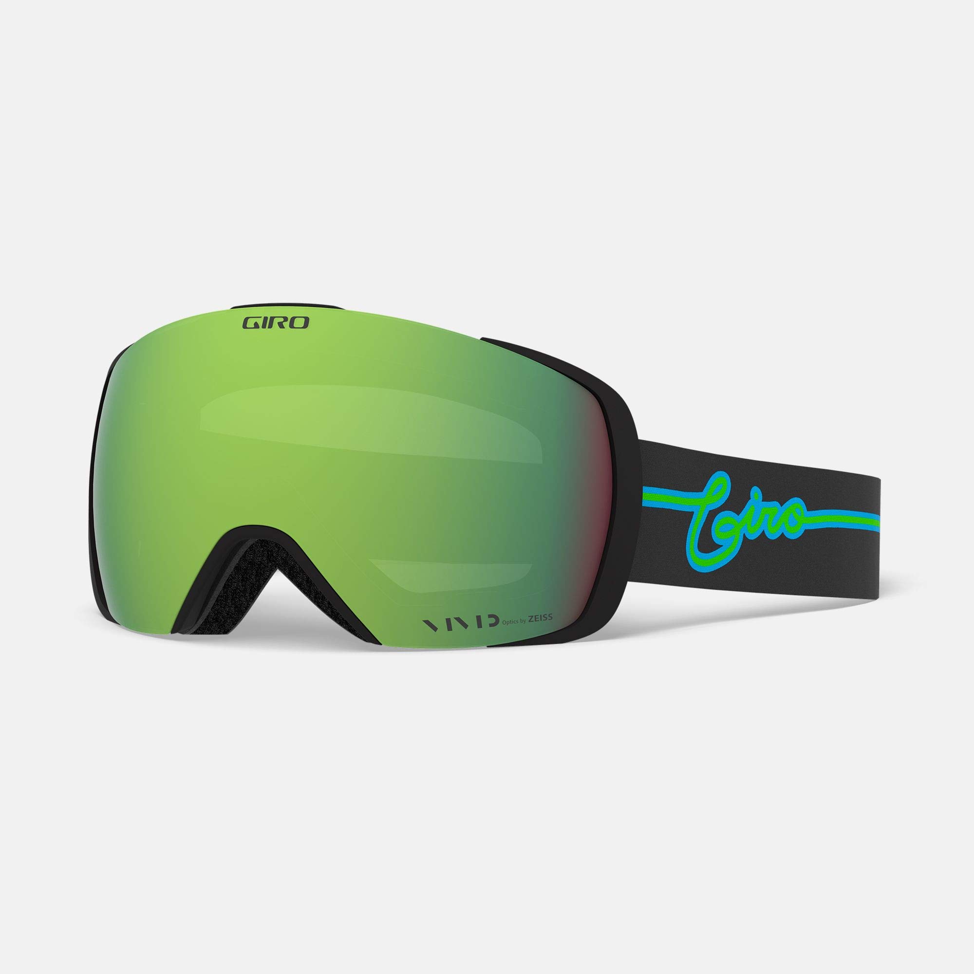 Giro Contact Ski Goggles - Snowboard Goggles for Men & Women - Blue Neon Lights Strap with Vivid Emerald/Vivid Infrared Lenses