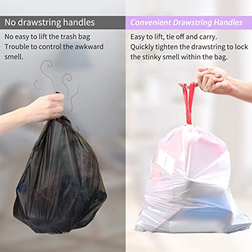 Small Trash Bag - 2.6 Drawstring Garbage Bags Bathroom Trash can Liners 10 Liters for Bedroom Bathroom Office Home 60 Counts