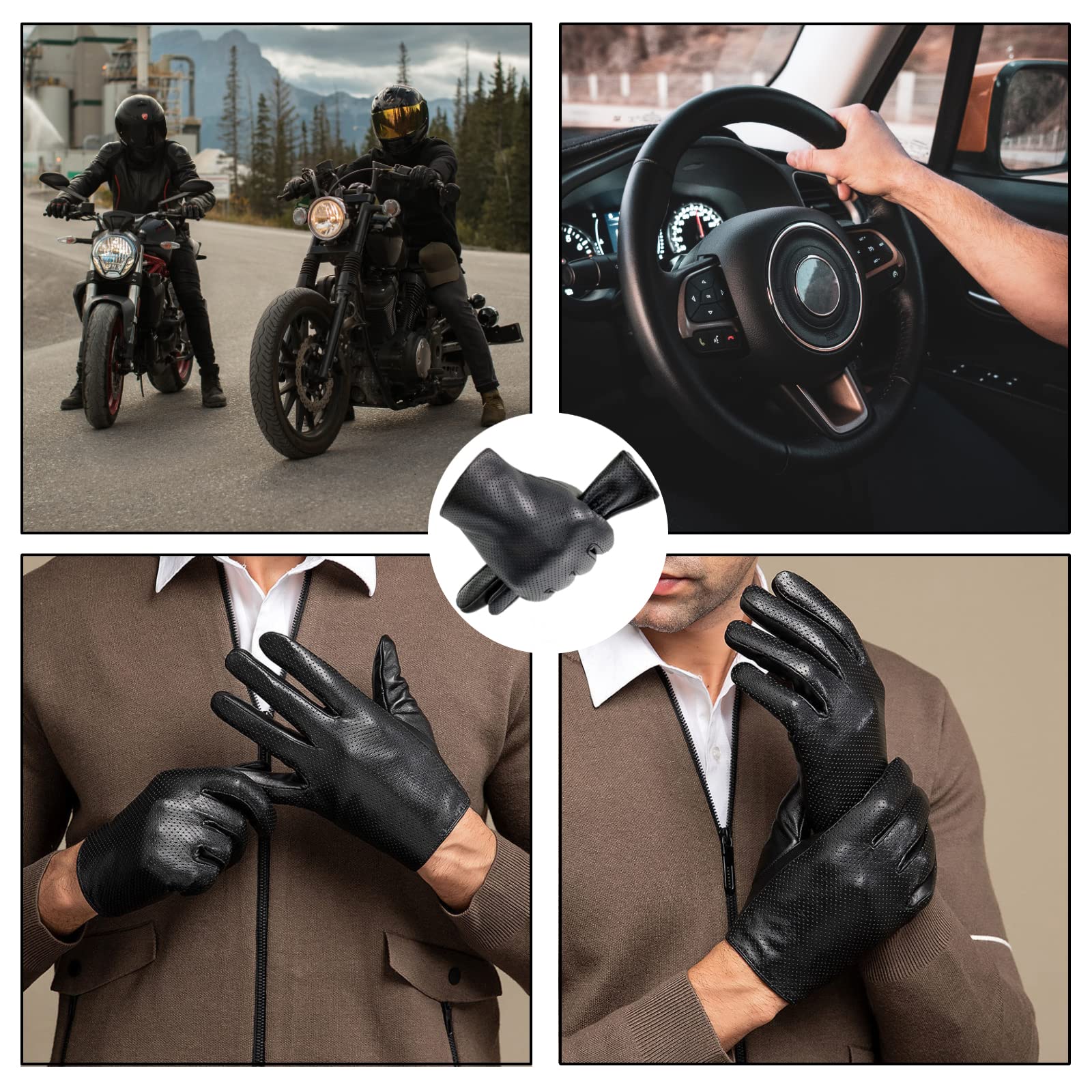Long Keeper Men Genuine Leather Touchscreen Gloves Black Unlined Driving Cycling Motorcycle Sport Gloves