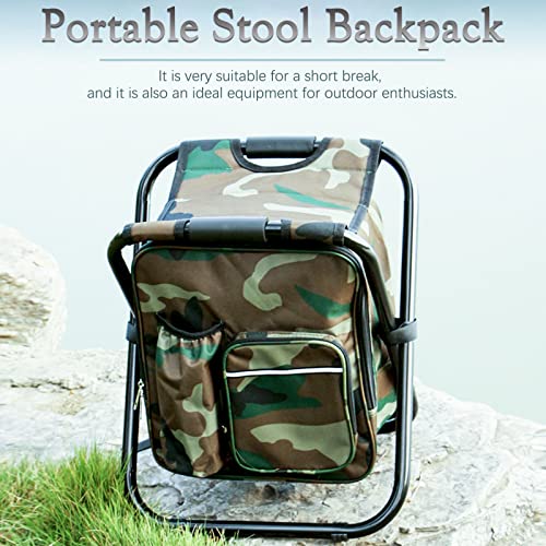 IVONNEY Backpack Stool Cooler Chair, Folding Stool Backpack Insulated Cooler Bag, Camping Chair Stool Backpack, Cooler Chair Backpack Combo for Outdoor Hunting Hiking - Fishing Backpack with Seat