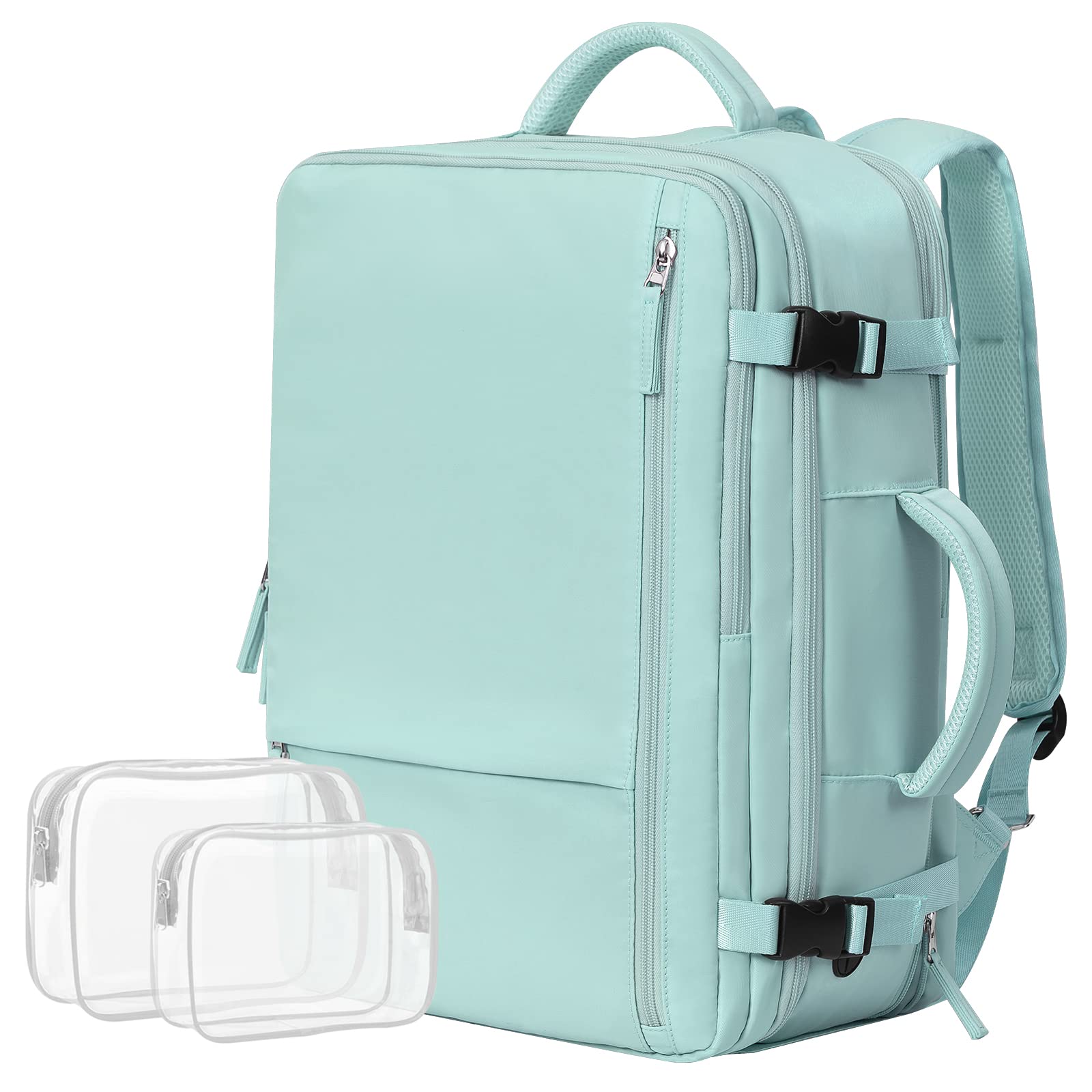 Getravel Large Travel Backpack, Carry On Backpack Airline Approved, 17inch Laptop Backpack, Waterproof Hiking Backpack, Sports Gym Business Daypack, Weekender Bag (Blue-green)