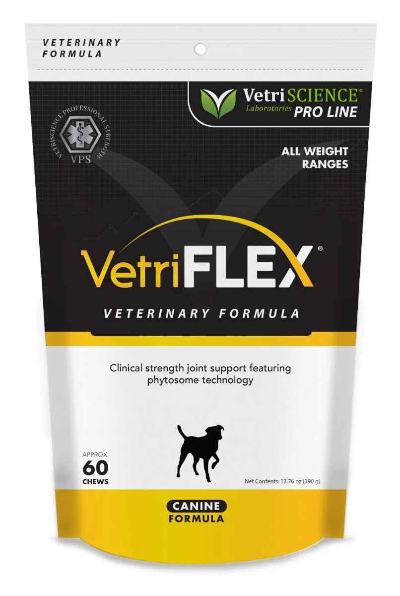 VetriScience VetriFlex Canine Formula - Active Joint Support Supplement for Dogs - Wellness Bites Support Comfortable Movement & Joint Relief - Agility & Flexibility Aid for Dogs - 60 Chews