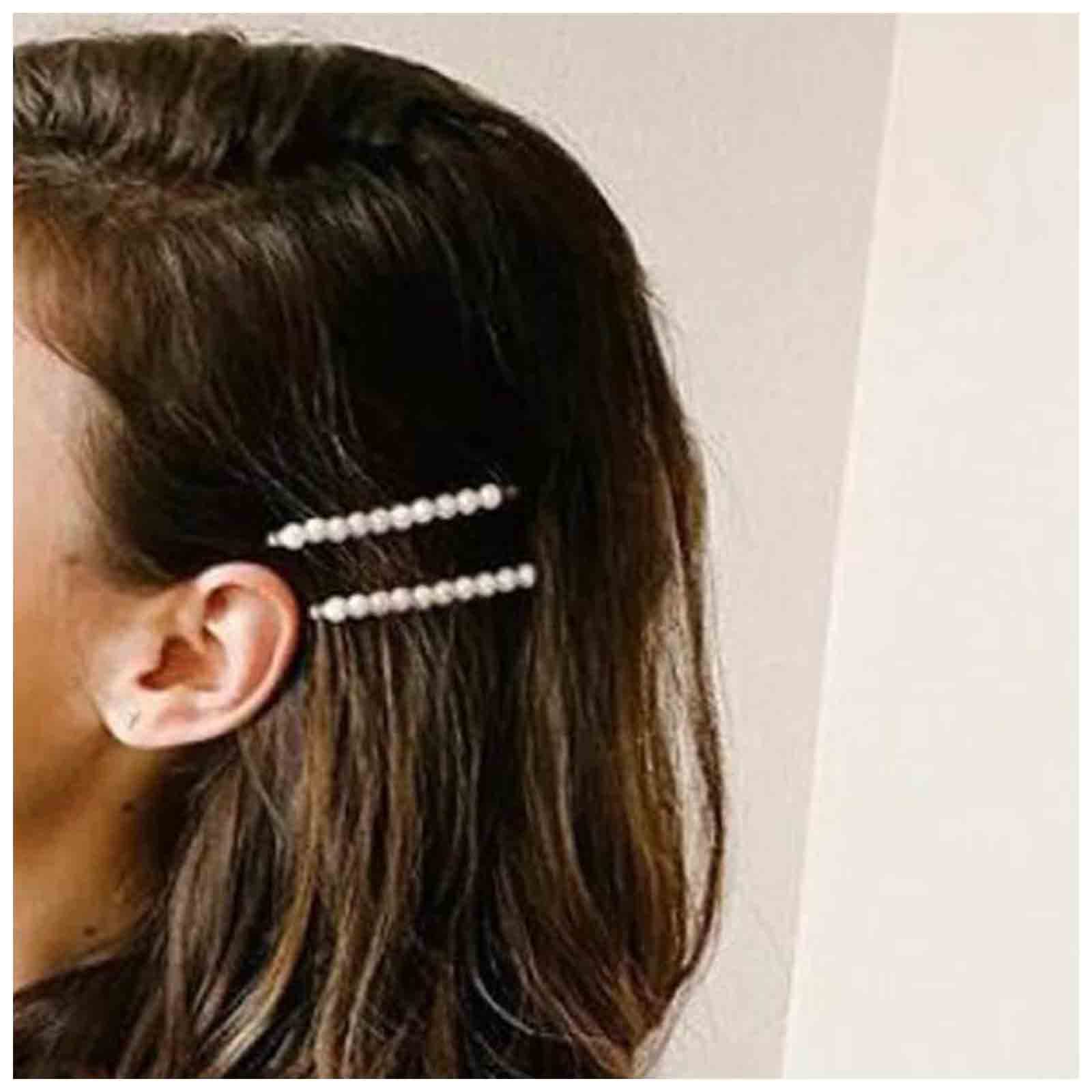 Yheakne Hair Clip, Vintage Pearl Hair Barrette, 2Pcs Pearl Bobby Pins, Decorative Hair Accessories for Women and Girls, Silver