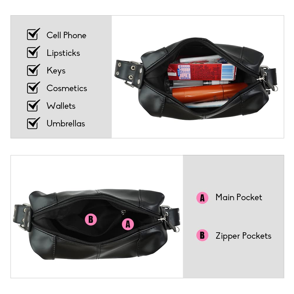 JBB PU Leather Shoulder Bag Fashion Crossbody Mini Satchel With Decorative Side Zip Small Going Out Purse