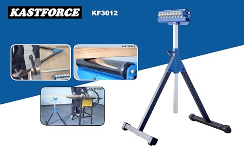 KASTFORCE Heavy-Duty Roller Stand 300 Lbs 136kg Loading Capacity (3 in 1 Roller), Adjustable Miter Saw Extension, Folds Flat for Easy Storage, 2 Inch (50mm) Stainless Steel Roller KF3012