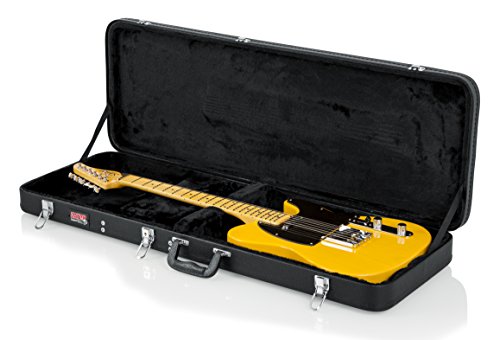 Gator Cases Hard-Shell Wood Case for Standard Electric Guitars; Fits Fender Stratocaster/Telecaster, & More (GWE-ELECTRIC), Black