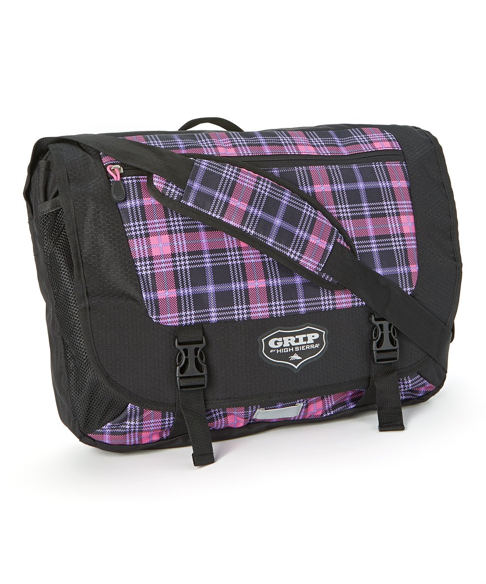 Grip by High Sierra Payback Messenger Bag - Pink Plaid/Black