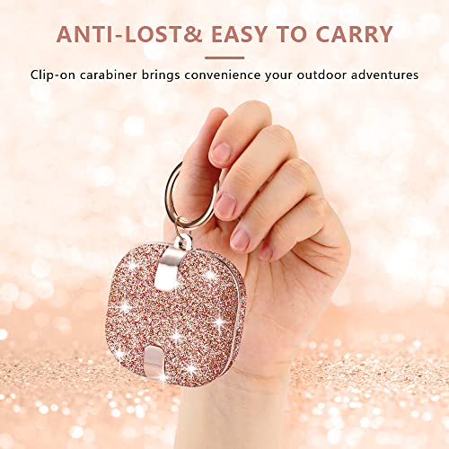 Valkit Luxury Glossy Case Compatible with Samsung Galaxy Buds 2 Case (2021) / Galaxy Buds Pro Case (2021) / Galaxy Buds Live Case (2020) Bling Sparkle - Full Body Protection Glitter Women Girls,Golden