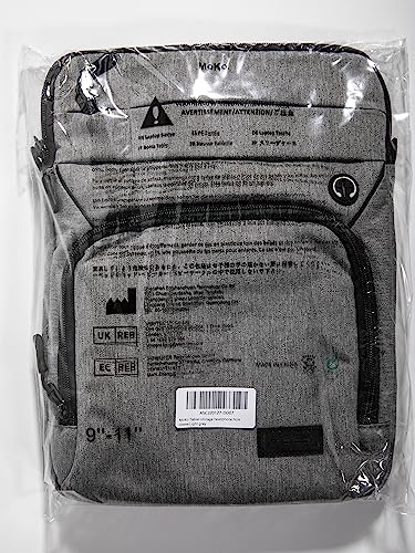 MoKo 9-11 Inch Tablet Sleeve Bag, Fits New iPad Air/Pro 11 inch 2024,iPad Air 5/4th 10.9,iPad 9/8/7th 10.2,iPad 10th Gen 10.9,Tab S9 11,Multifunctional Bag with Shoulder and Headphone Port, Light Gray