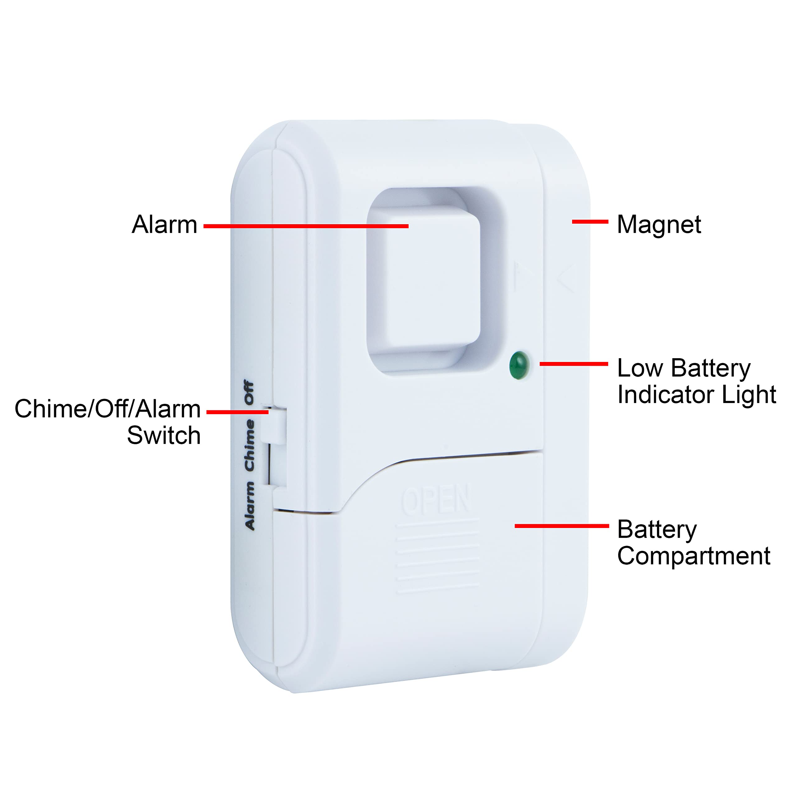 GE Personal Security Window and Door Alarm, 1 Pack, DIY Protection, Burglar Alert, Wireless Chime/Alarm, Easy Installation, Home Security, Ideal for Home, Garage, Apartment and More,White, 56789