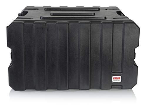 Gator Cases Pro Series Rotationally Molded 6U Rolling Rack Case with 19" Depth, Tow Handle & Recessed Wheels; Made in USA (G-PROR-6U-19),Black