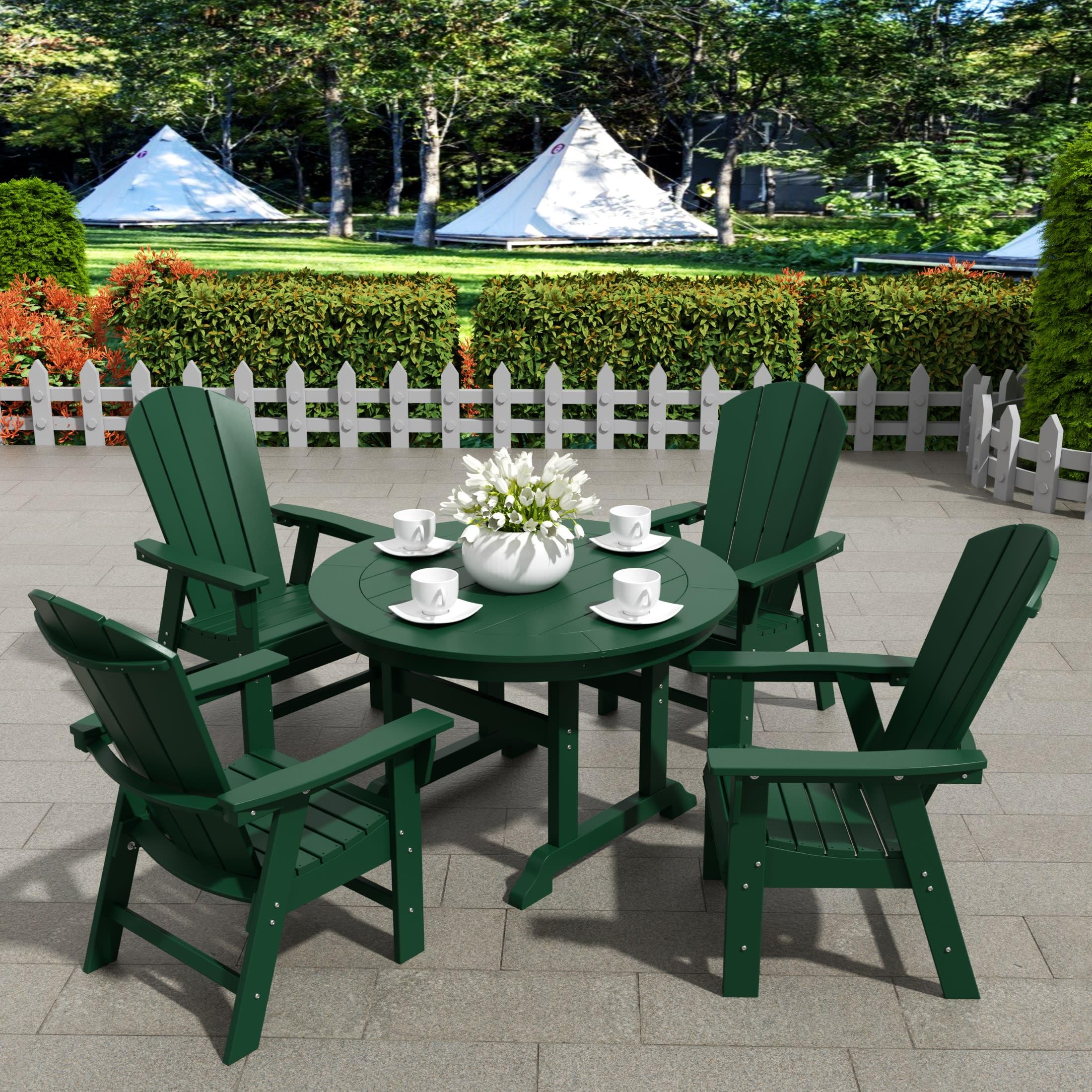 WestinTrends Malibu Malibu Outdoor Patio HDPE Plastic Adirondack Dining Chair Dark Green