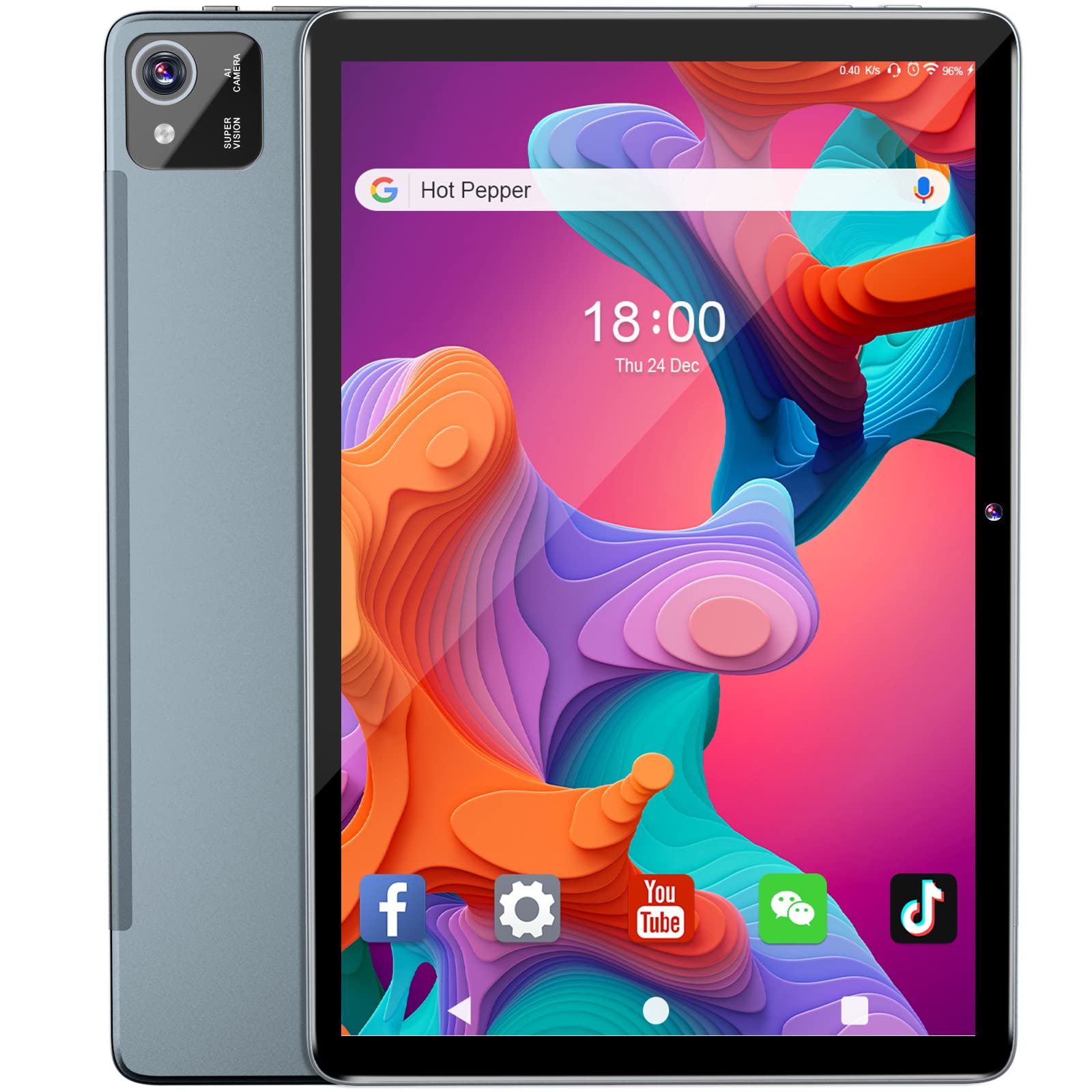 Hot Pepper Android 12 Tablet,1TB Expand Tablet 10.1 Inch, Octa-Core Processor with 6GB RAM+128GB ROM,13MP Rear +8MP Front Camera,5G/WiFi/GPS/Bluetooth/7000mAh Battery Tablets for Gaming
