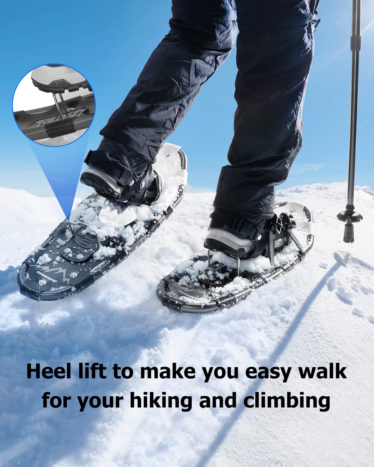 GORPORE All Terrain Snowshoes Trekking Poles (Black, 21" (Up to 150lbs))