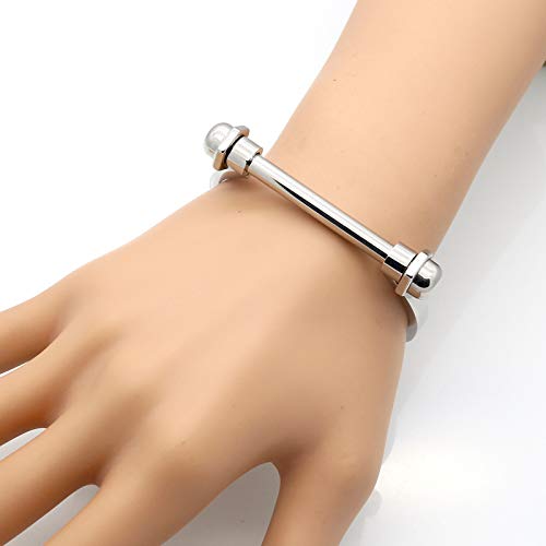 Globalwells Stainless Steel D Shape Bar Bracelet Screw Shackle Horseshoe Novelty Fashion Bangle Cuff, Unisex