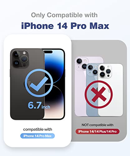 Tongate Magnetic Case for iPhone 14 Pro Max Case with Sliding Camera Cover, [Compatible with Magsafe] [10FT Military Drop Protection], Slim Fit Shockproof Matte Case with Screen Protector 6.7", Black