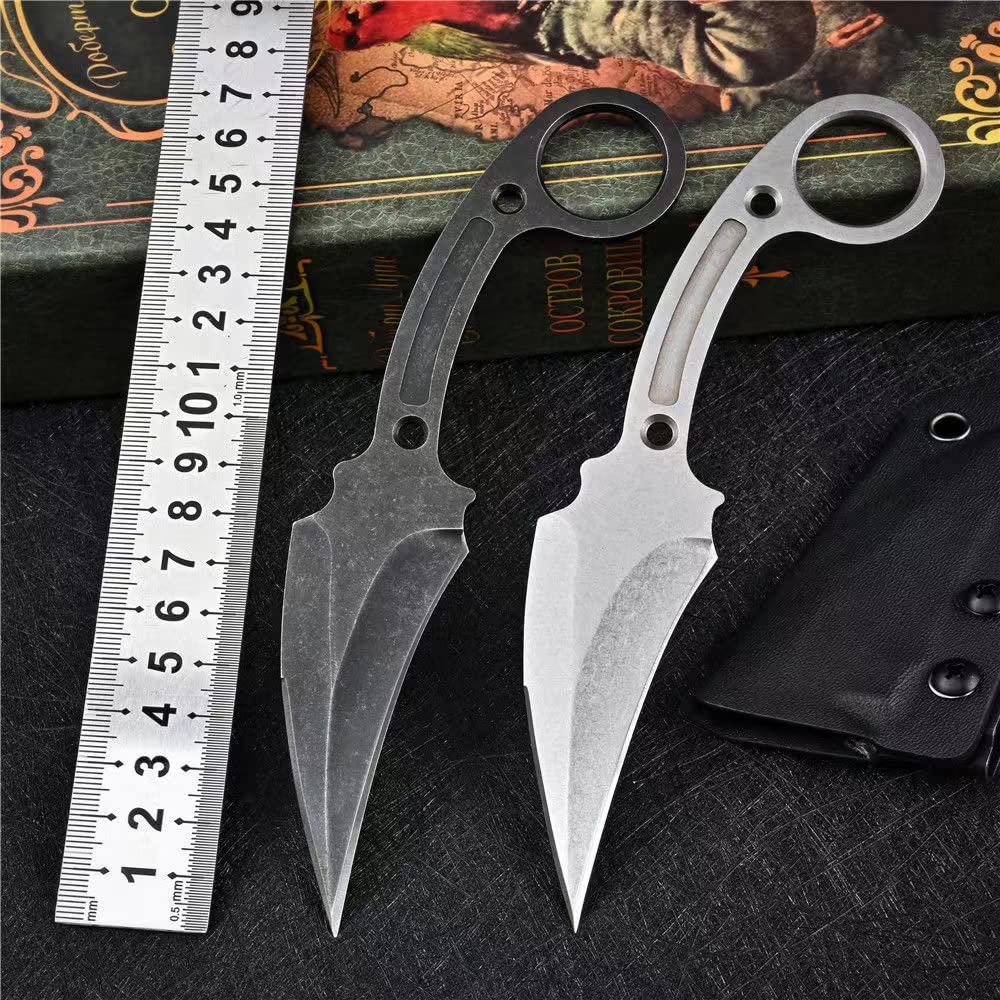 Gtkii Gtk149 Fixed Blade Knife, EDC Tool Knife for Outdoor Camping Hunting Fishing with Kydex Sheath(Silver)