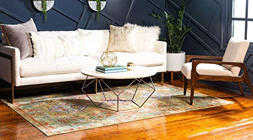 Unique Loom Austin Collection Vibrant Colors, Abstract, Traditional Area Rug, Rectangular 6' 0" x 9' 0", Light Green/Beige