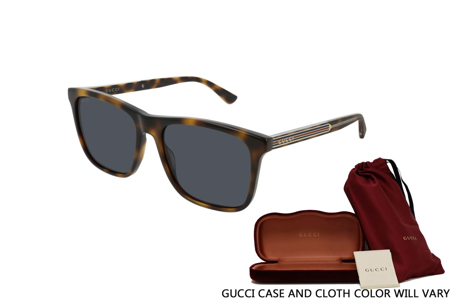 Gucci GG0381S 009 57M Havana/Blue Square Sunglasses For Men For Women+ BUNDLE With Designer iWear Eyewear Kit