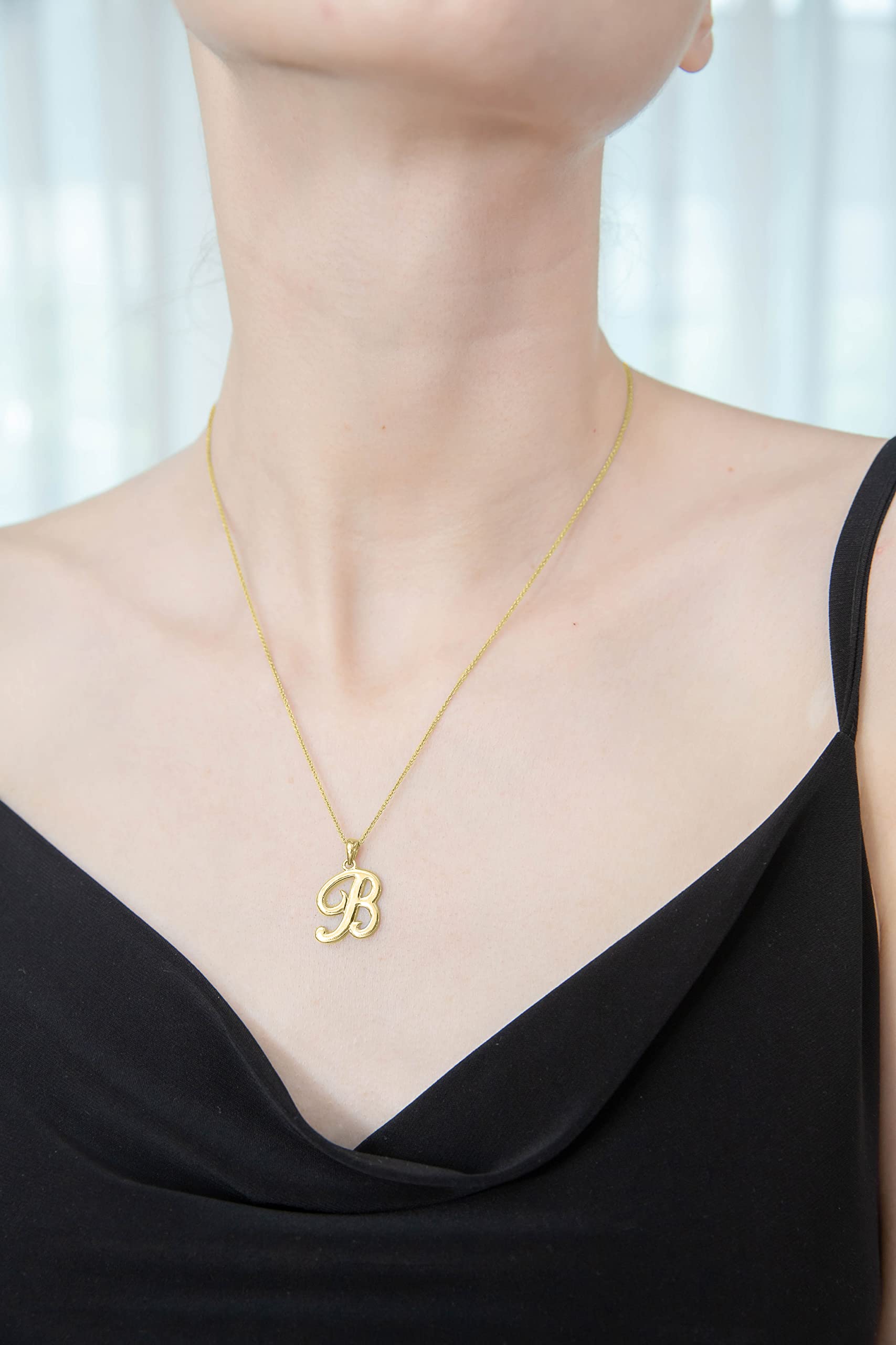 GemStar USA Yellow Gold Flashed Sterling Silver I Letter Initial Alphabet Name Personalized 925 Silver Pendant Necklace