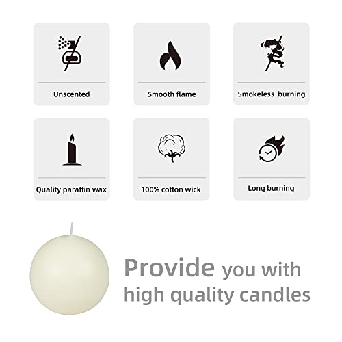 Zest Candle 2-Piece Ball Candles, 4-Inch, Pale Ivory