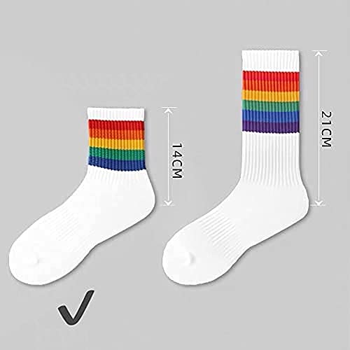 HILGBTQ Rainbow Athletic socks for men&women white 2-pairs