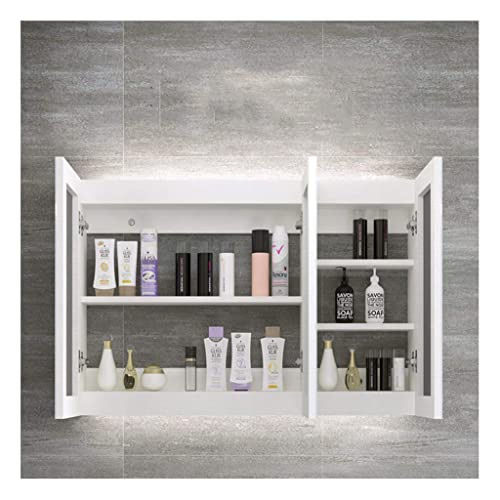 ROLTIN Bathroom Cabinet Triple Mirror Wall Mounted Solid Wood Modern Storage Cupboard,Bathroom Mirror Cabinet Wall Storage Cabinet with Mirror Wall Cupboard (Black 120cmx