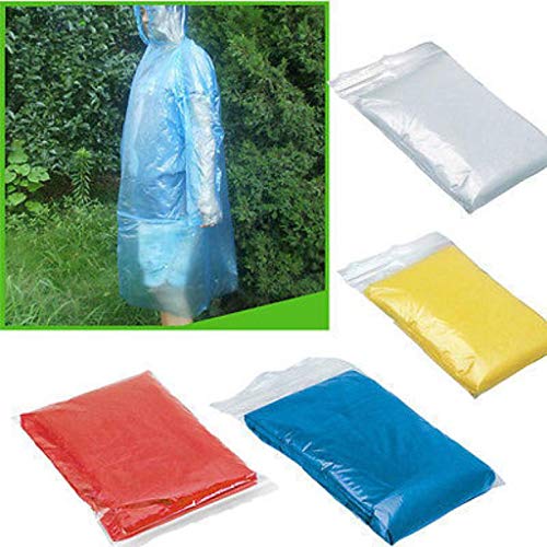 HTDBKDBK 10 Pack Disposable Adult Waterproof Rain Coat Poncho Hiking Camping Drawstring Hood Raincoat Unisex(Free Size, Random) (Multicolor)