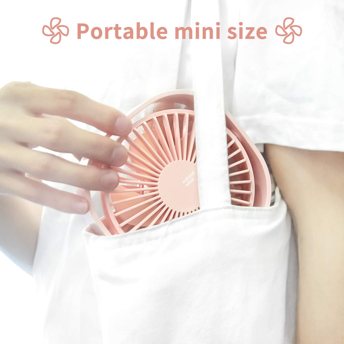 HARPAT Mini USB Desk Fan 3 Speed Personal Small Desktop Table Quiet USB Fan for Home Office Car Outdoor Travel (Pink)