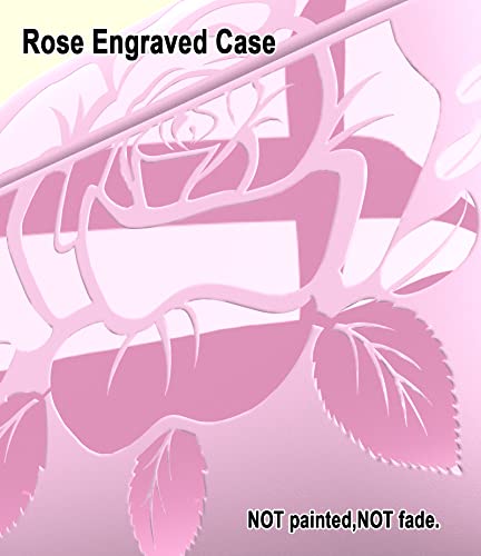 ROMSEA for AirPods Pro 2nd Generation Case Cover 2022, Rose Engraved Bling Floral Replacement Charging Case Cover for Women Shock-Absorbing Protective Case with Lanyard [Front LED Visible],Pink