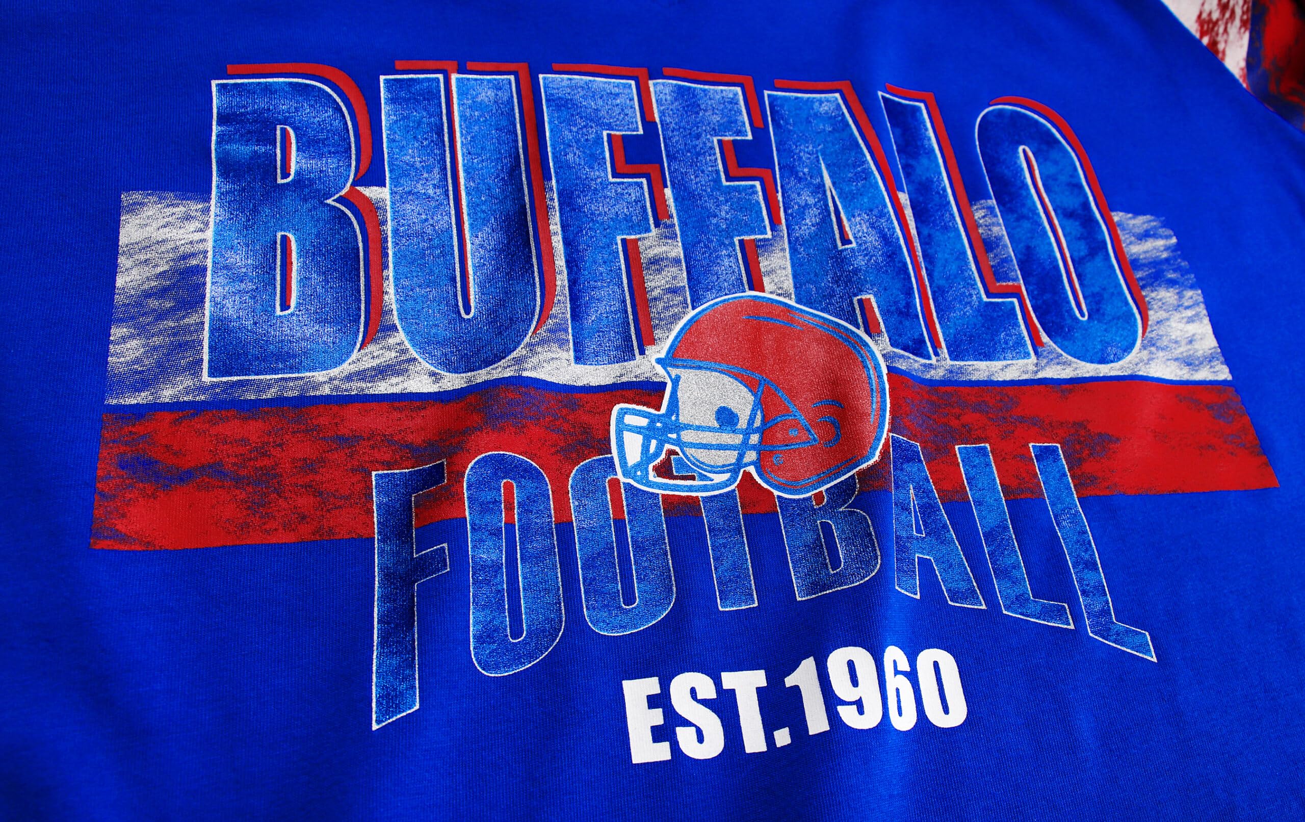 Geneisteck Womens Football Fans V Neck City Raglan T-Shirts - Royal Blue & Red Medium