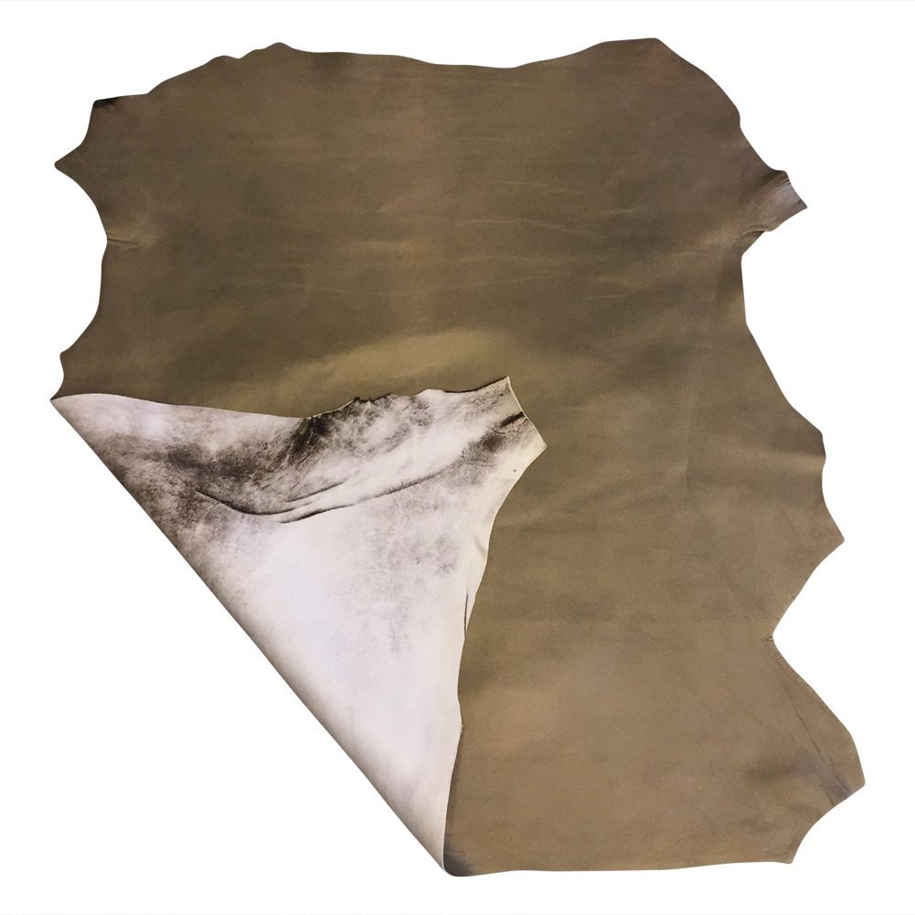 Genuine Craft Leather Hide – Top Quality Lambskin - Gold Brown Color - 5 sq ft - 2 oz. avg Thickness - Pearlescent Finish – Full Skins – Soft Thin Upholstery Fabric – Home Décor Material