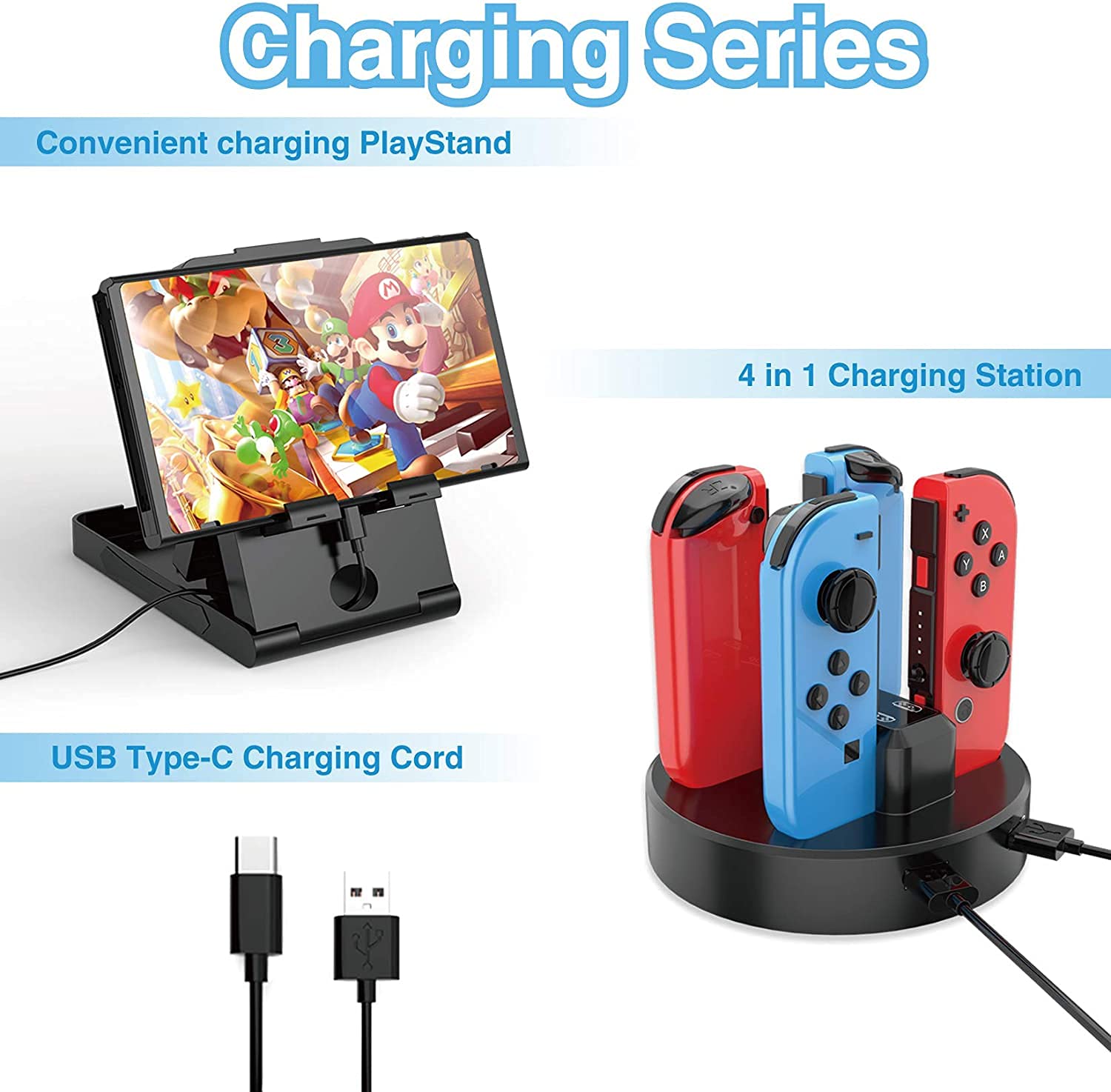 HEYSTOP Switch Accessories Bundle 25 in 1 Compatible with Nintendo Switch, Gift Kit for Switch Carrying Case, Dockable Protective Case, Screen Protector, Steering Wheel, PlayStand, Joycon Grip (Black)