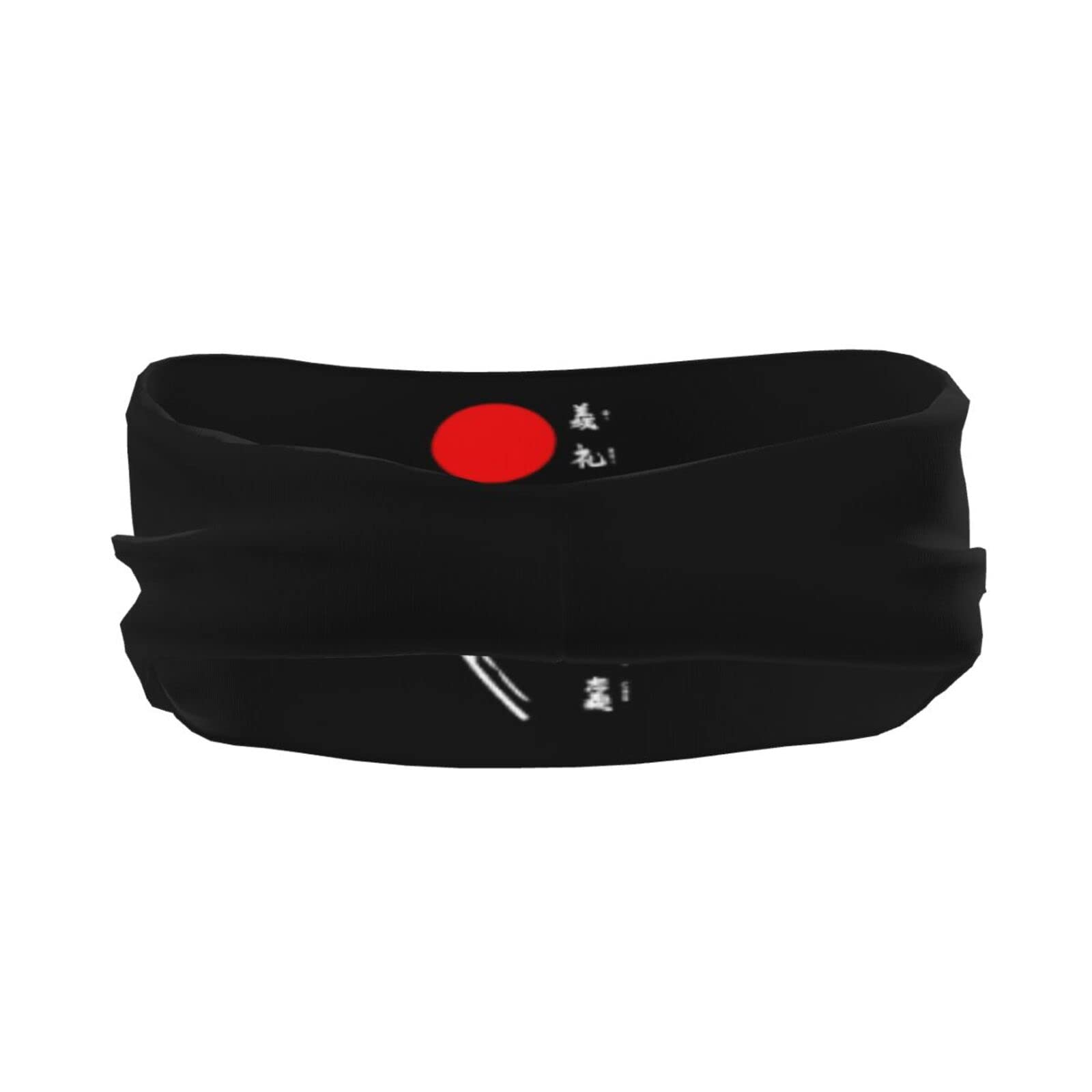 Japanese Kanji Samurai Bushido Running Headband for Men Outdoor Sports Workout Sweatband, Black
