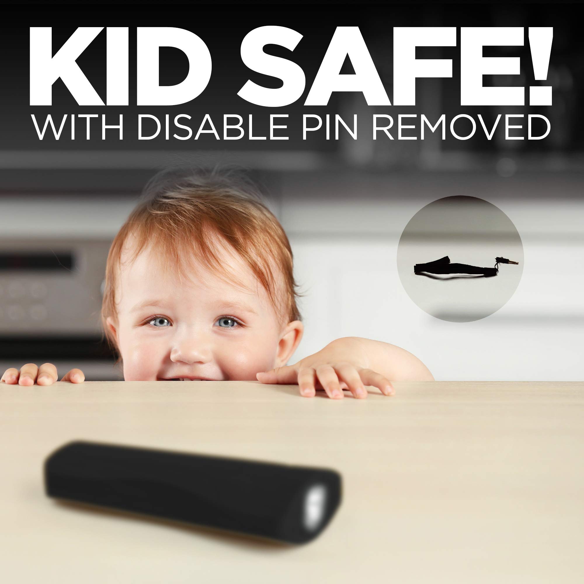 Guard Dog Security VICE, Child Safety Stun Gun - Rechargeable with Safety Disable Pin LED Flashlight (Black)