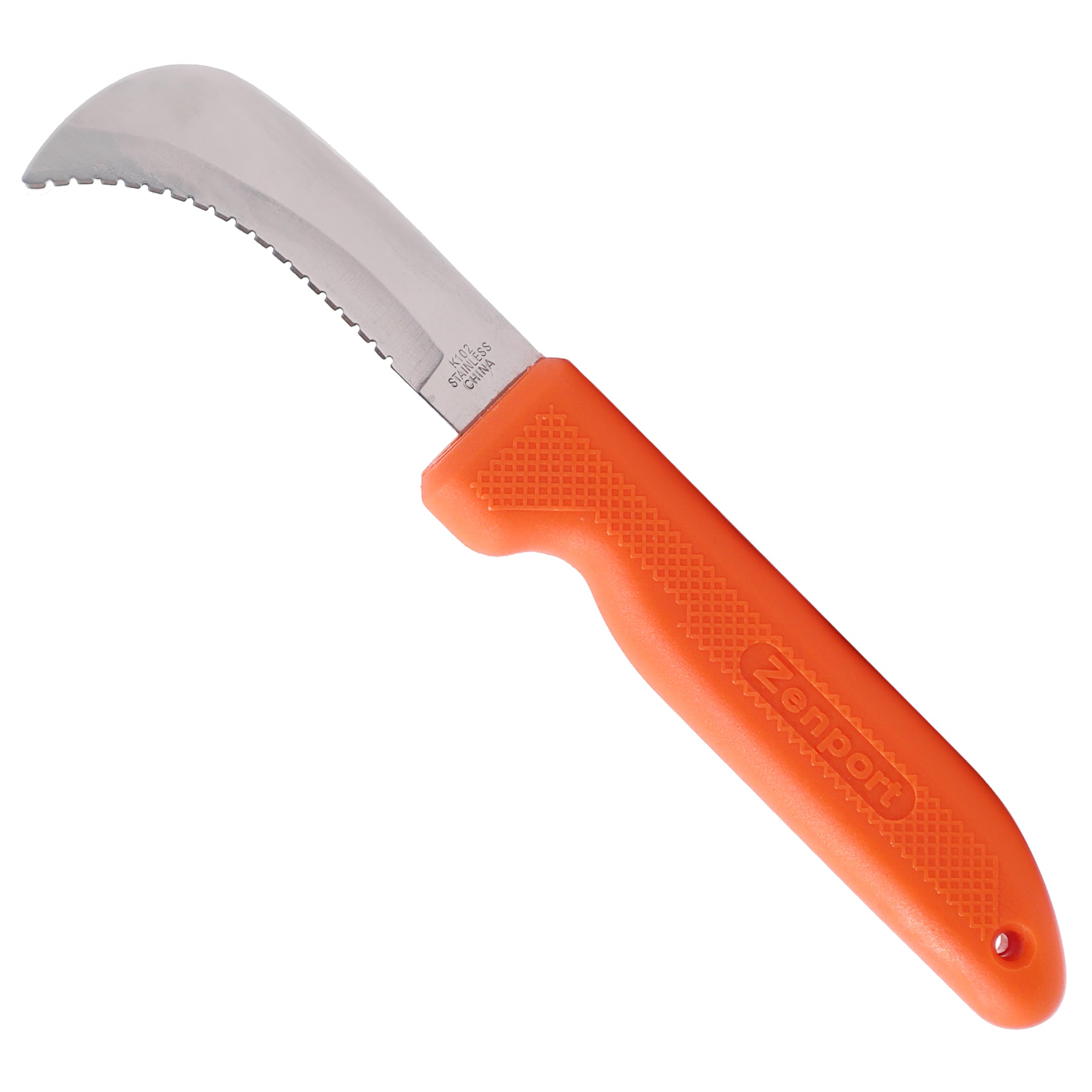 Zenport K102 Harvest Utility Knife, Landscape and Sod, 3-Inch Stainless Steel Serrated Blade