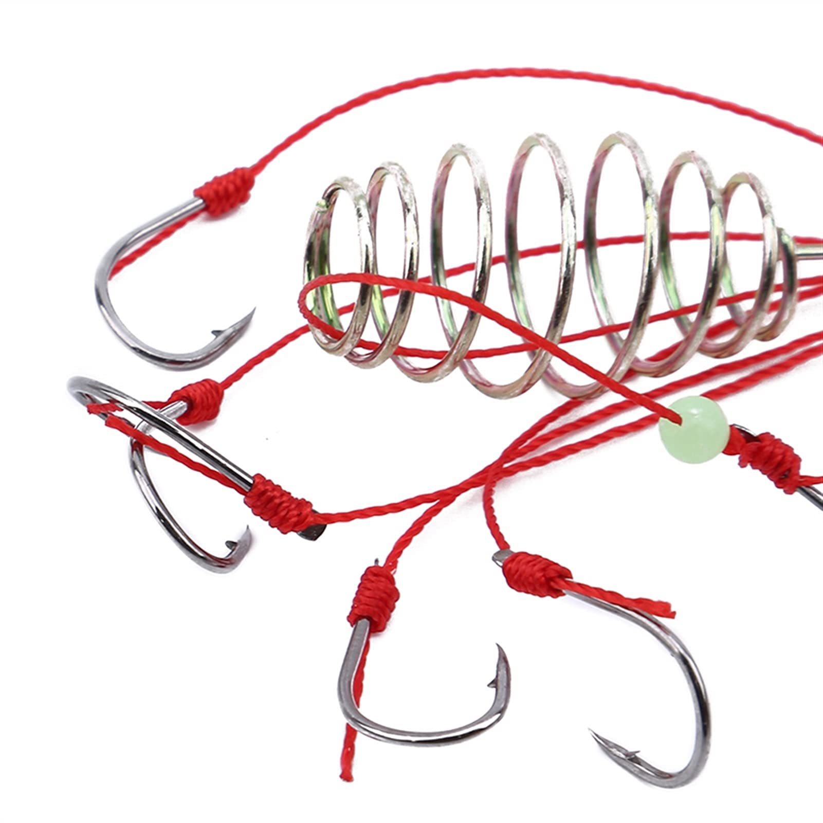 KIZQYN Fishing Hook 4 Pcs/Set Fishing Hook Bait Spring Hanging Tackle Stainless Steel Feeder Lure Olive Shape Fish Tools Accessories Circle Hook (Color : As Show, Size : 7#)