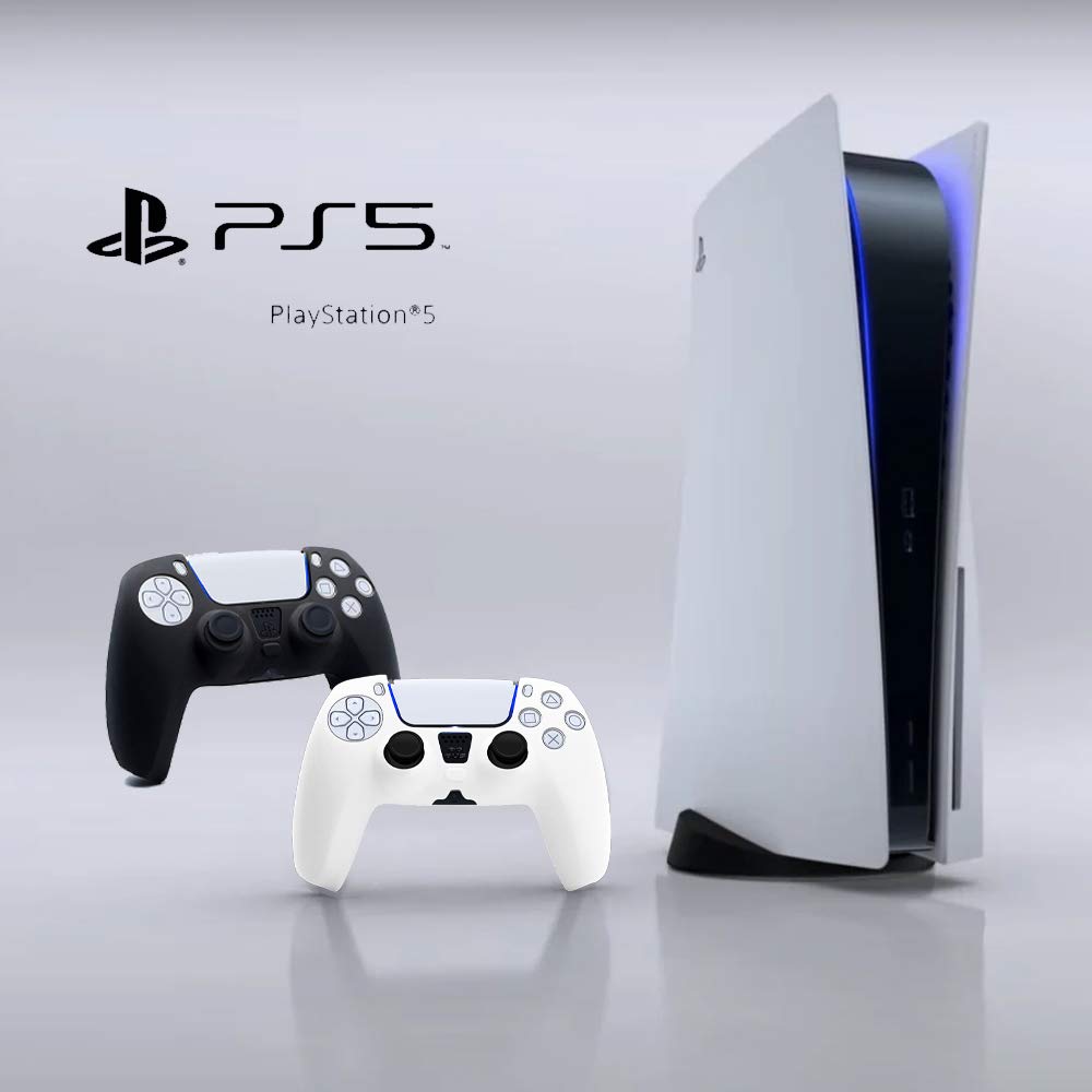 Hacker's Compatible with PS5 Controller Grip Cover Playstation 5 DualSense Case with Thumb Grip Caps (Controller Skin x 2 + Thumb Grips x 8